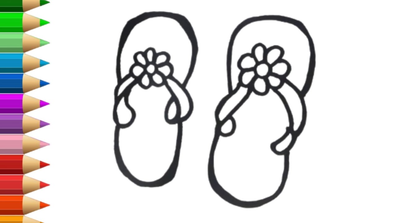 How to draw Slippers |Slippers drawing| painting, colouring | Slippers ...
