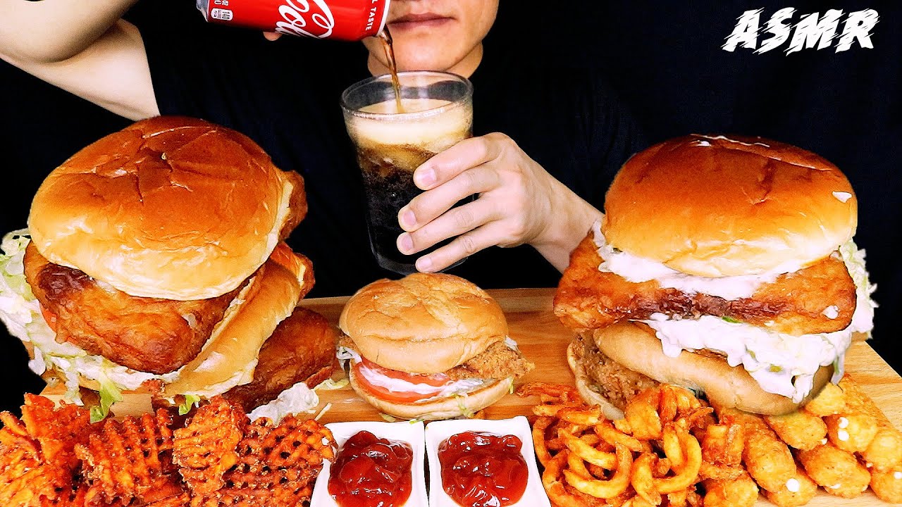 ASMR Arbys Beer Battered Fish & Roast Chicken Sandwiches, Eating sounds ...