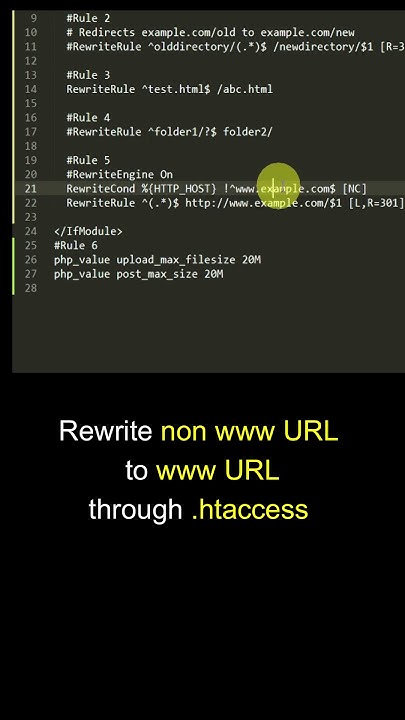 rewrite non www url to www url using #htaccess #apache #php - YouTube