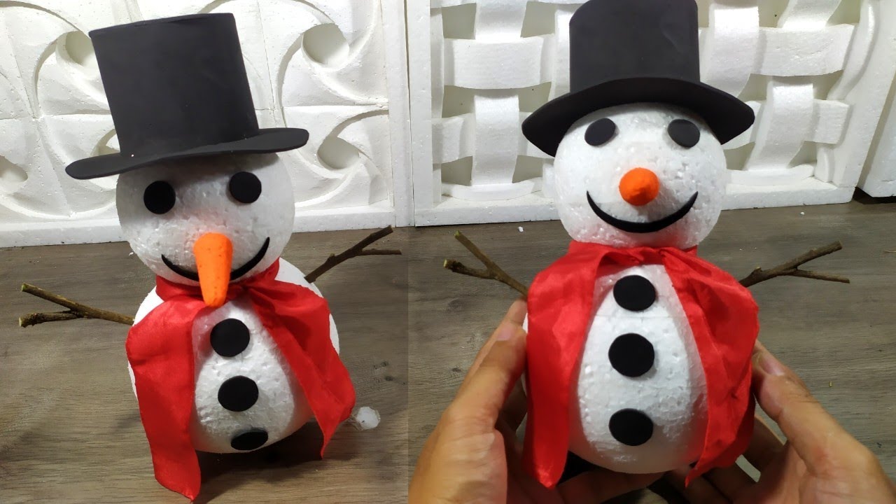 how to make a Styrofoam snowman | Christmas decoration ideas ...