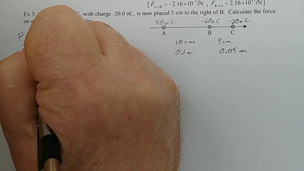Electricity and Magnetism p5: Example Calculating Total Force in One ...
