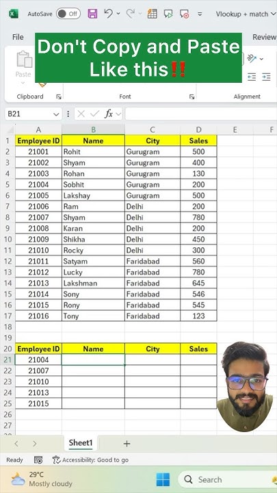 Don T Copy And Paste In Excel‼️instead Use Vlookup And Match Function Excel Exceltips