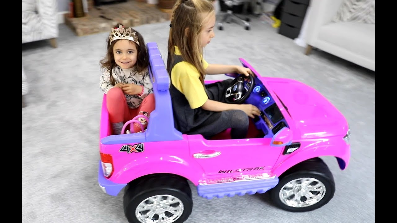 Driving PINK Power Wheels Ride on Car - YouTube