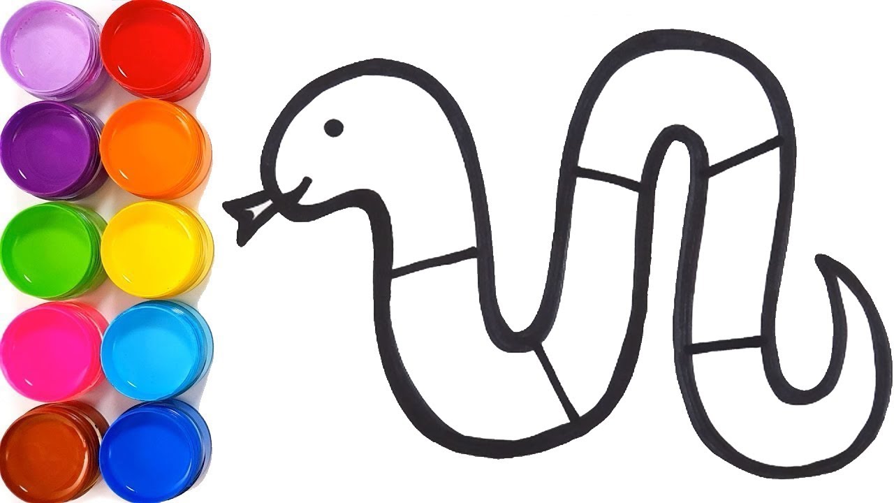 How to Draw and Paint Colorful Snake | Watercolors techniques ...