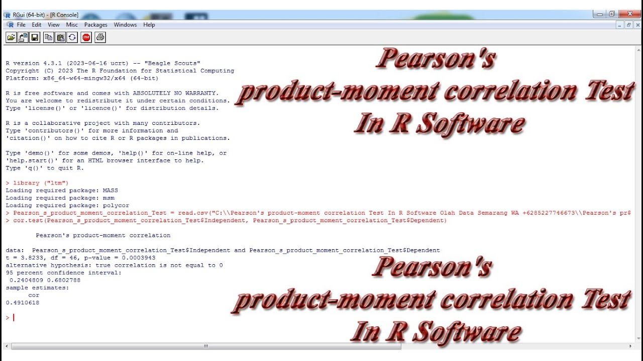 Pearson's product moment correlation Test In R Software - YouTube