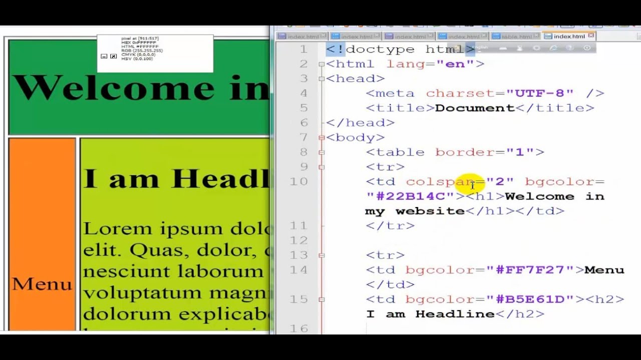How to Create a Table Website Format vs Div Website | Html Bangal ...