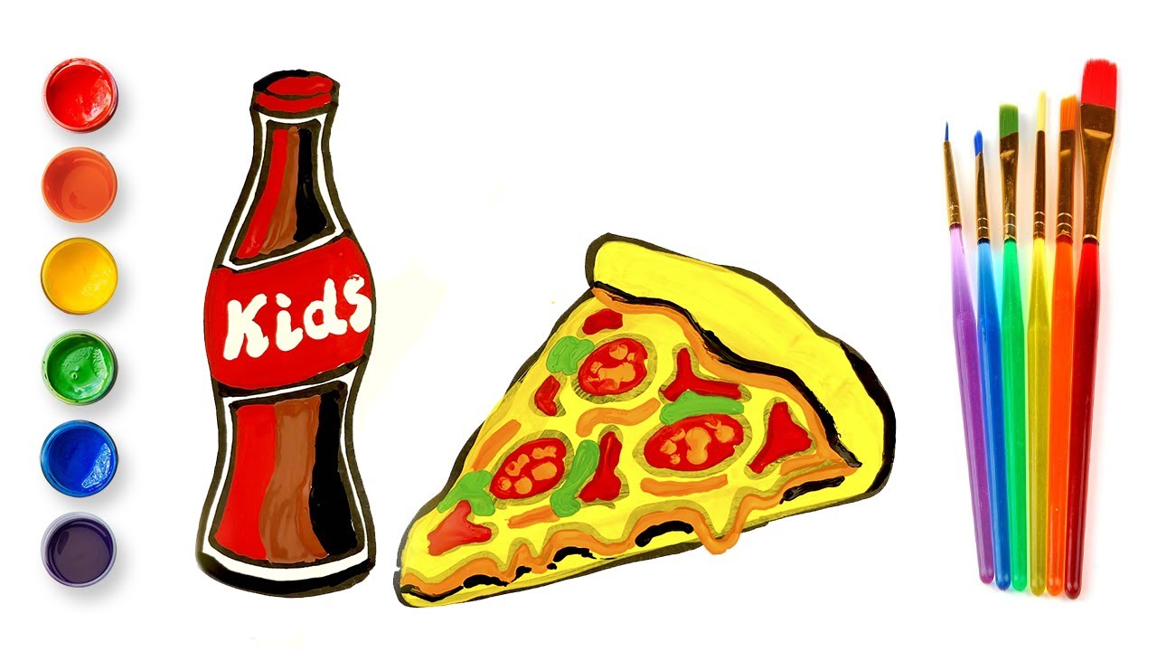 Bolalar uchun kola pitsa rasm chizish/Drawing cola pizza for children ...
