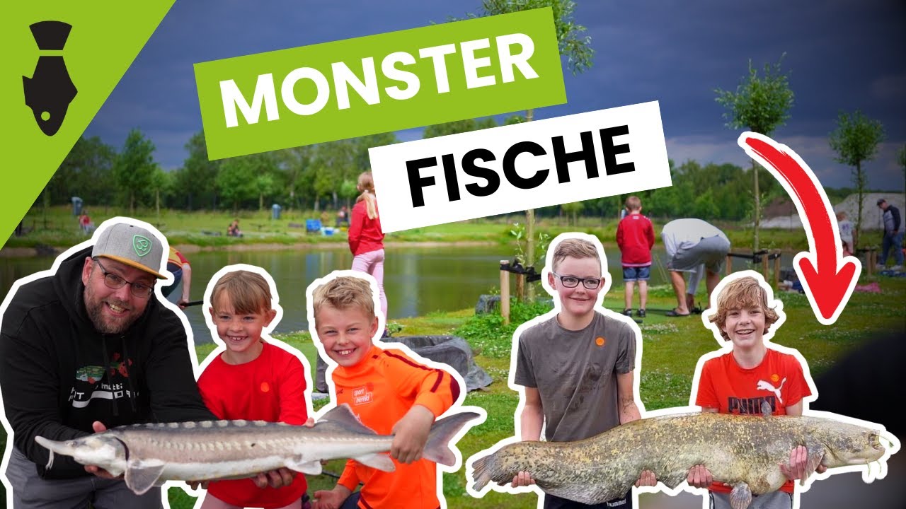 MONSTER FISCHE 😱 Kinder fangen Wels, Karpfen und Stör beim Kids-Cup ...