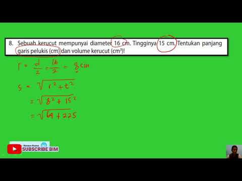 8  sebuah kerucut mempunyai diameter 16 cm tinggi 15 cm tentukan