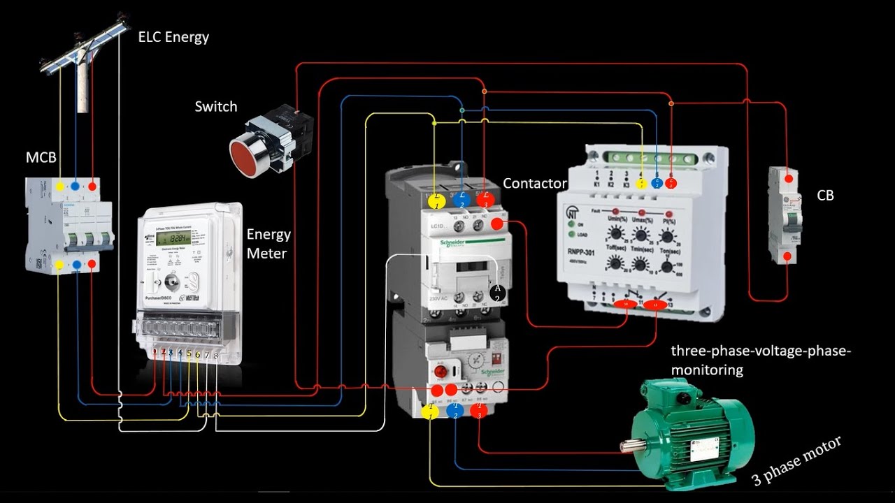 3 phase motor Connection/installation/wiring diagram . - YouTube