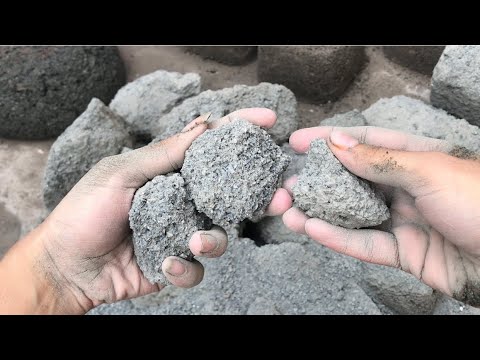 Gritty floor crumbling of gry concrete and multi stone sand bombastic ...