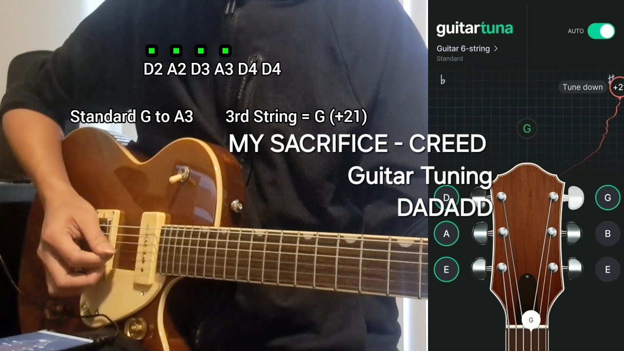 Creed - My Sacrifice Guitar tuning (DADADD) using guitartuna mobile app ...