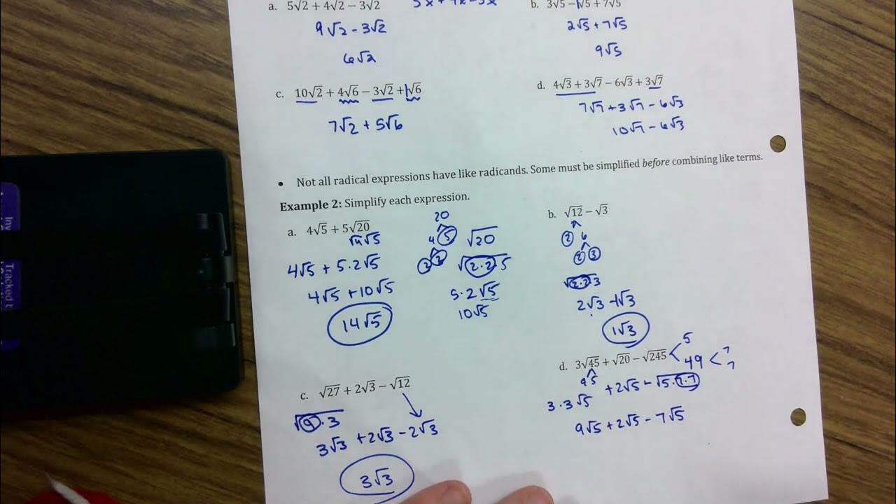 Lesson (10-3) Operations with Radical Expressions - YouTube