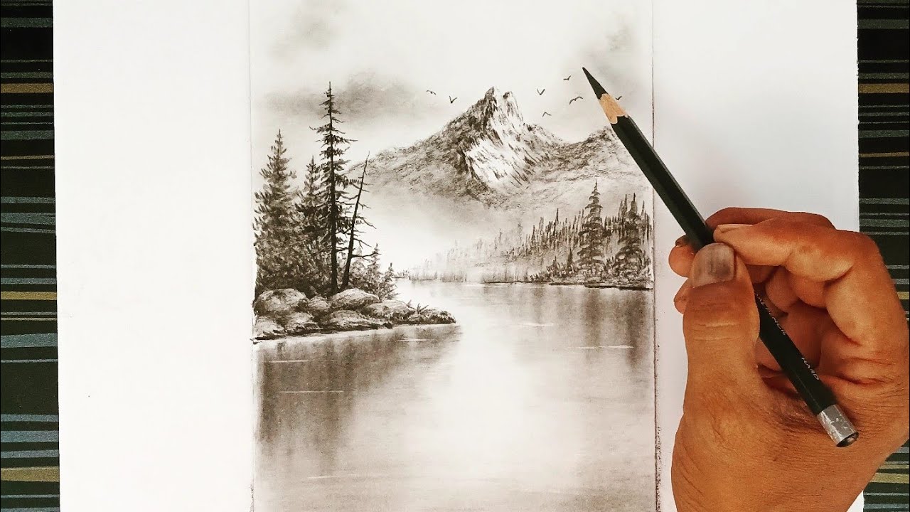 GP Like is live ! Simple landscape live drawing by pencil. - YouTube