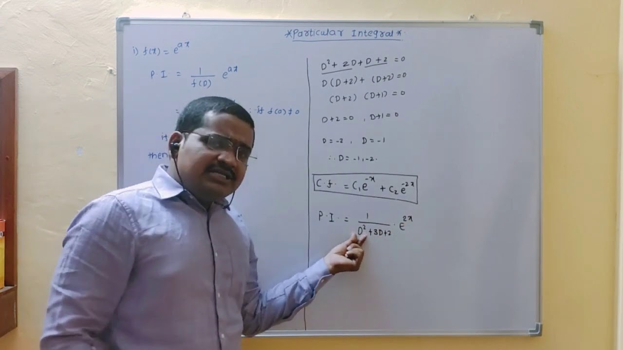 Particular integral of exponential function with solved example - YouTube