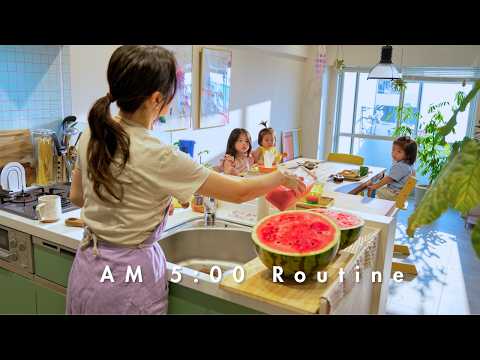 5 AM Summer in Japan🍉Traditional Japanese Breakfast🍚Mom of 3｜Home Motivation Vlog