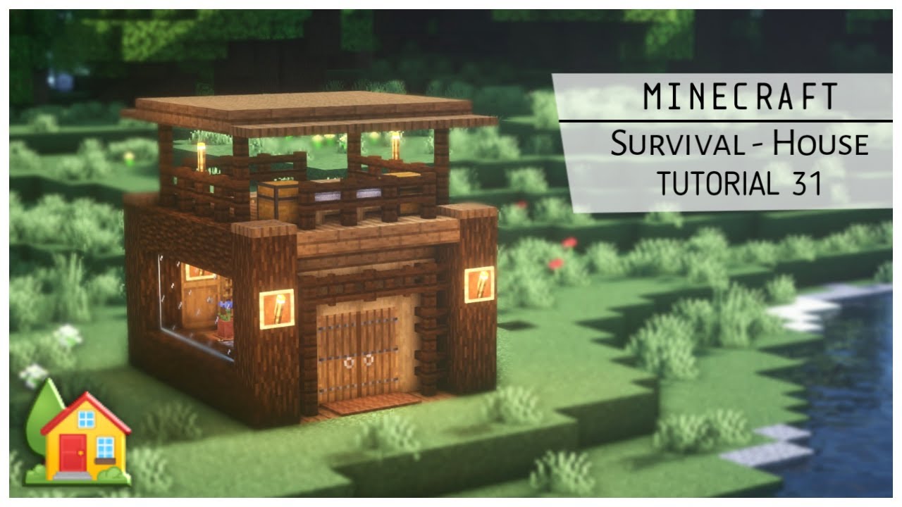MInecraft: How to build a wooden survival house (Tutorial) - build ...