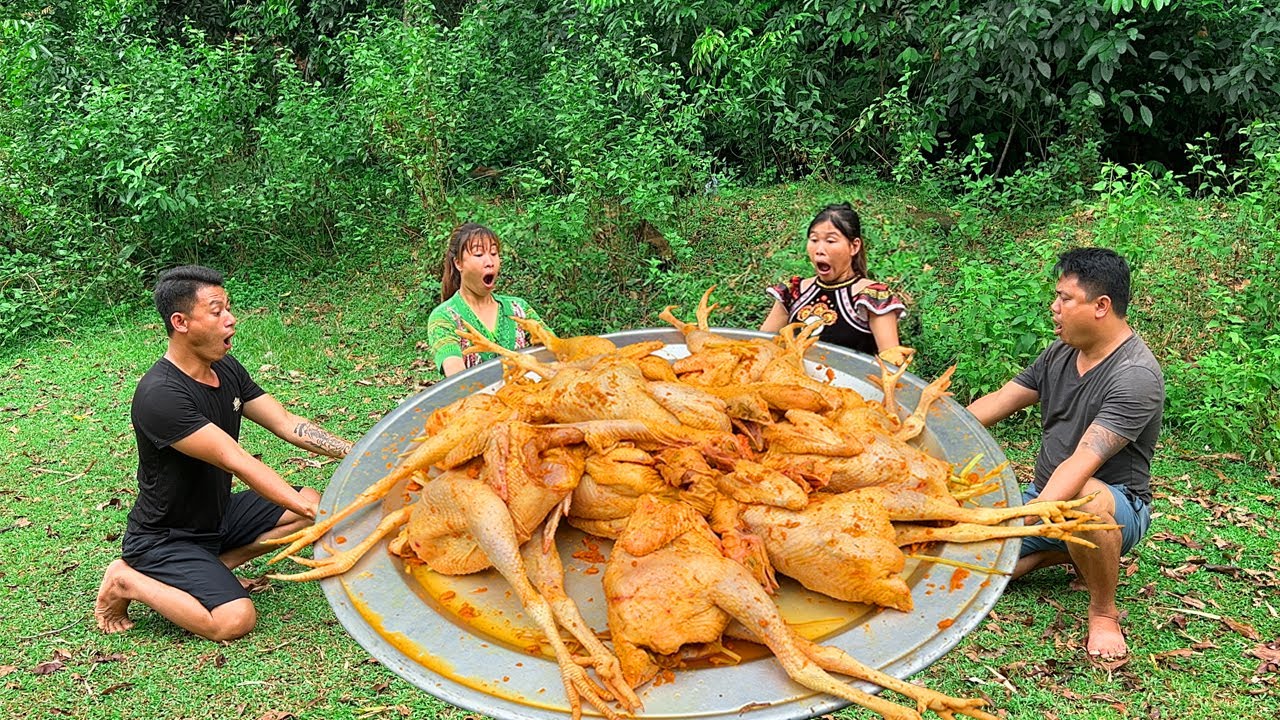 ROAST 10 CHICKEN - Full Chicken Cooking & Eating Delicious | Primitive ...