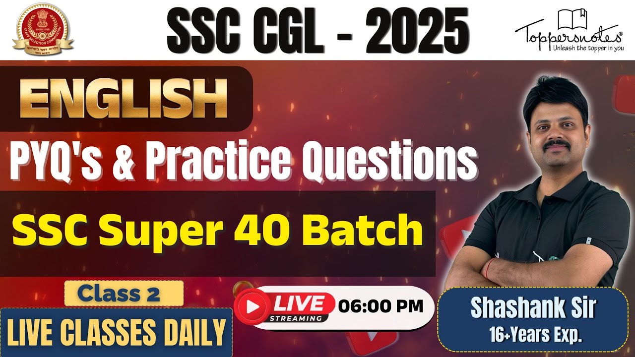 SSC Super 40 Batch – Day 2 | English | PYQs & Practice Questions by ...