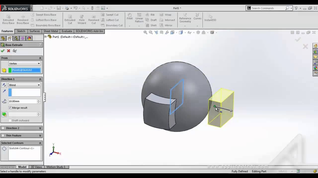 Basic การใช้งานออฟชั้นต่างๆของการ Extruded From ใน โปรแกรม SolidWorks - YouTube