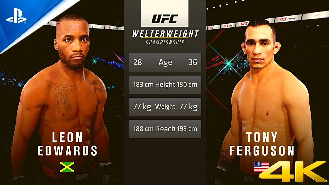 UFC 4 Welterweight Championship Leon Edwards Vs Tony Ferguson 4k 60fps# ...