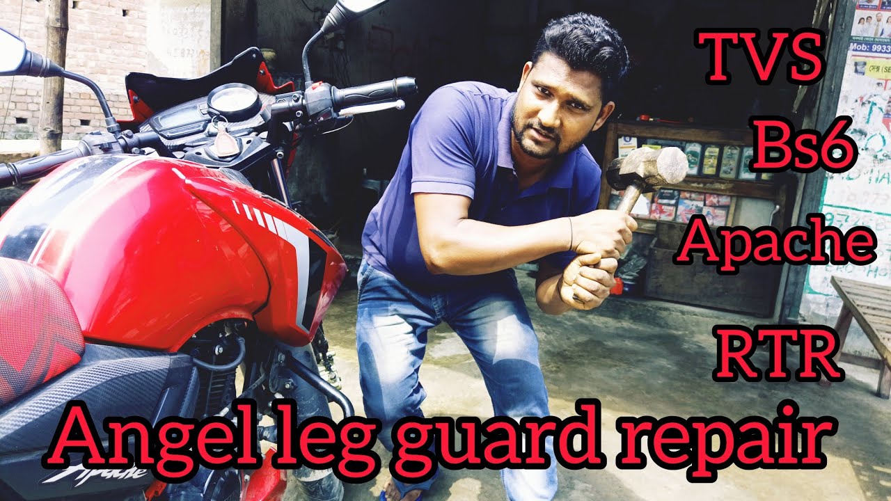 #bike TVS bs6 Apache RTR Angel leg guard repair #video - YouTube