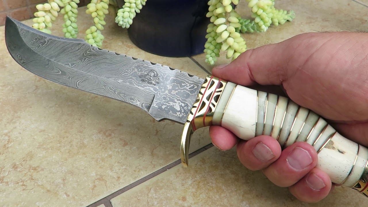DKC-834 RABICA DKC Knives Custom Hand Made Damascus Hunting Bowie Knife ...