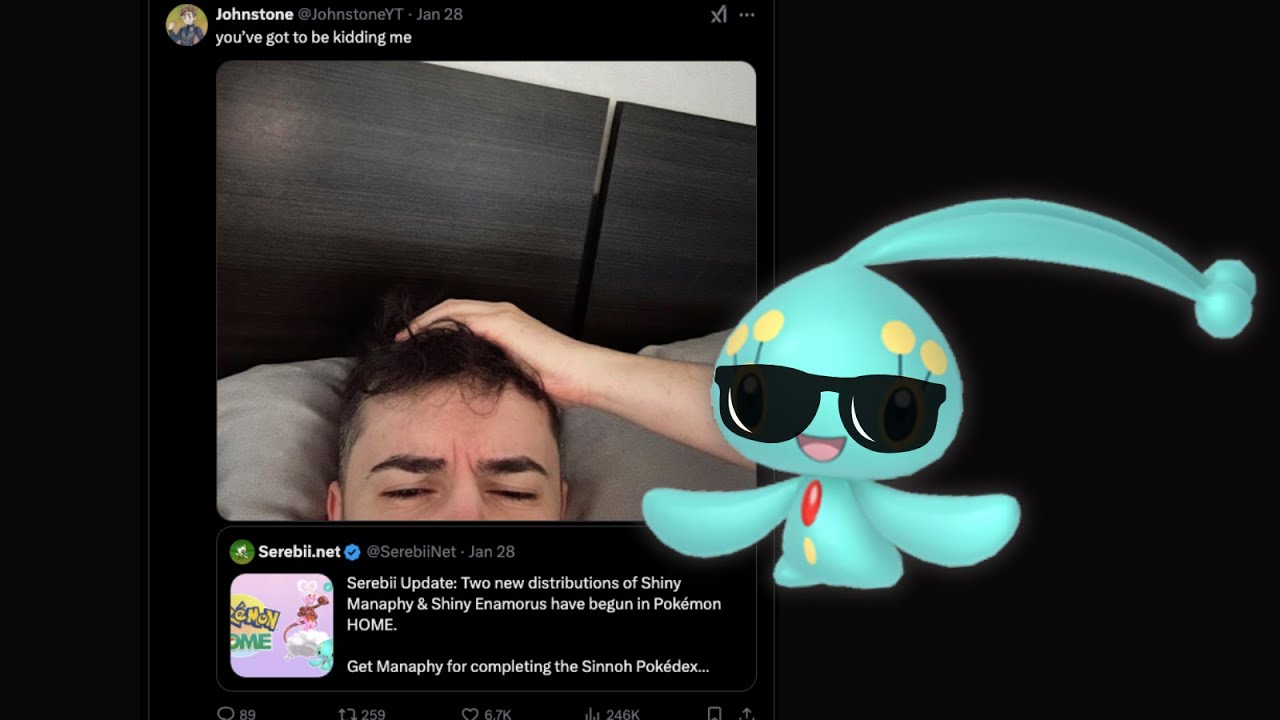 Johnstone reacts to Shiny Manaphy HOME Update (and is sad) - YouTube