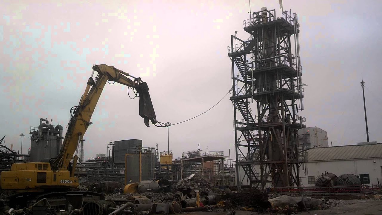 Tower drop--hinge cut then pulled over - YouTube