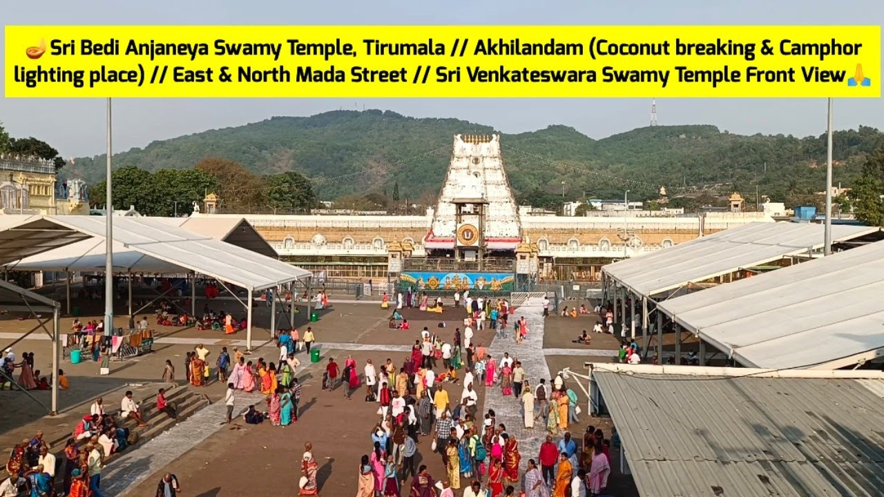 🪔Sri Bedi Anjaneya Temple // Coconut breaking & Camphor lighting place ...
