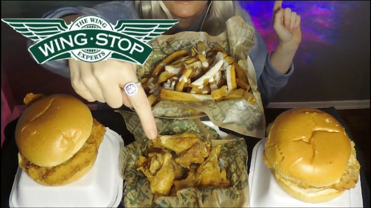 ASMR Huge WINGSTOP Mukbang, Wings, Ranch, Chicken Sandwich & Fries ...