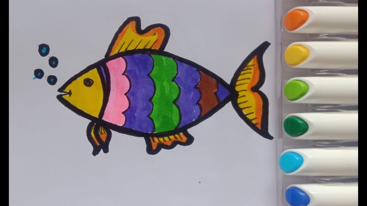 How to draw and colour fish - YouTube