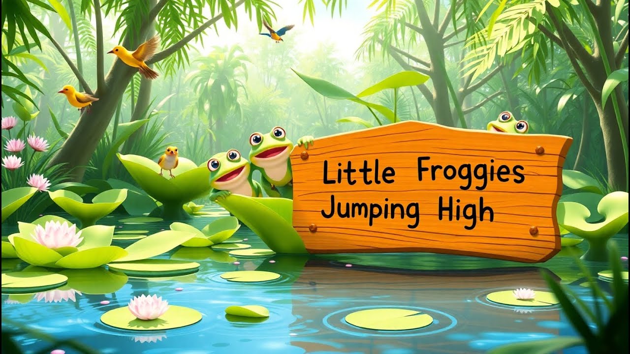 🐸 Five Little Froggies Jumping High 🐸 | Kid's rhyme | Nursery rhyme ...