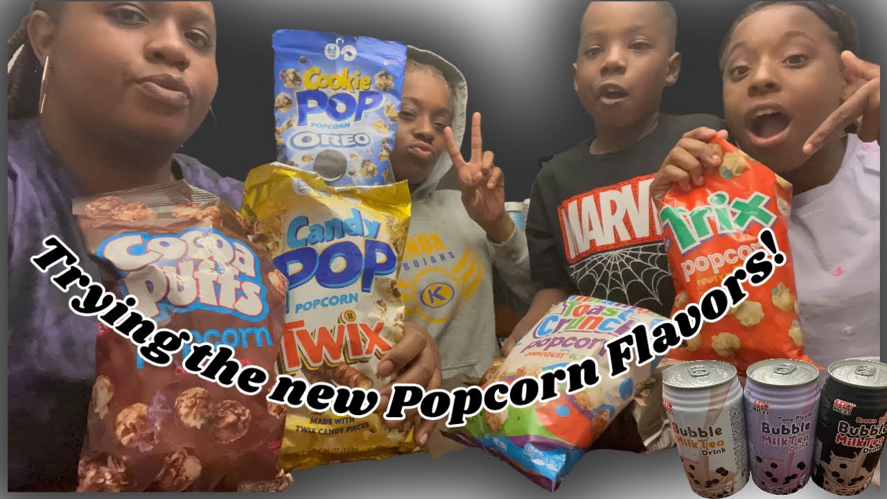 NEW popcorn flavors | tasting bubble milk tea for the 1st time! - YouTube