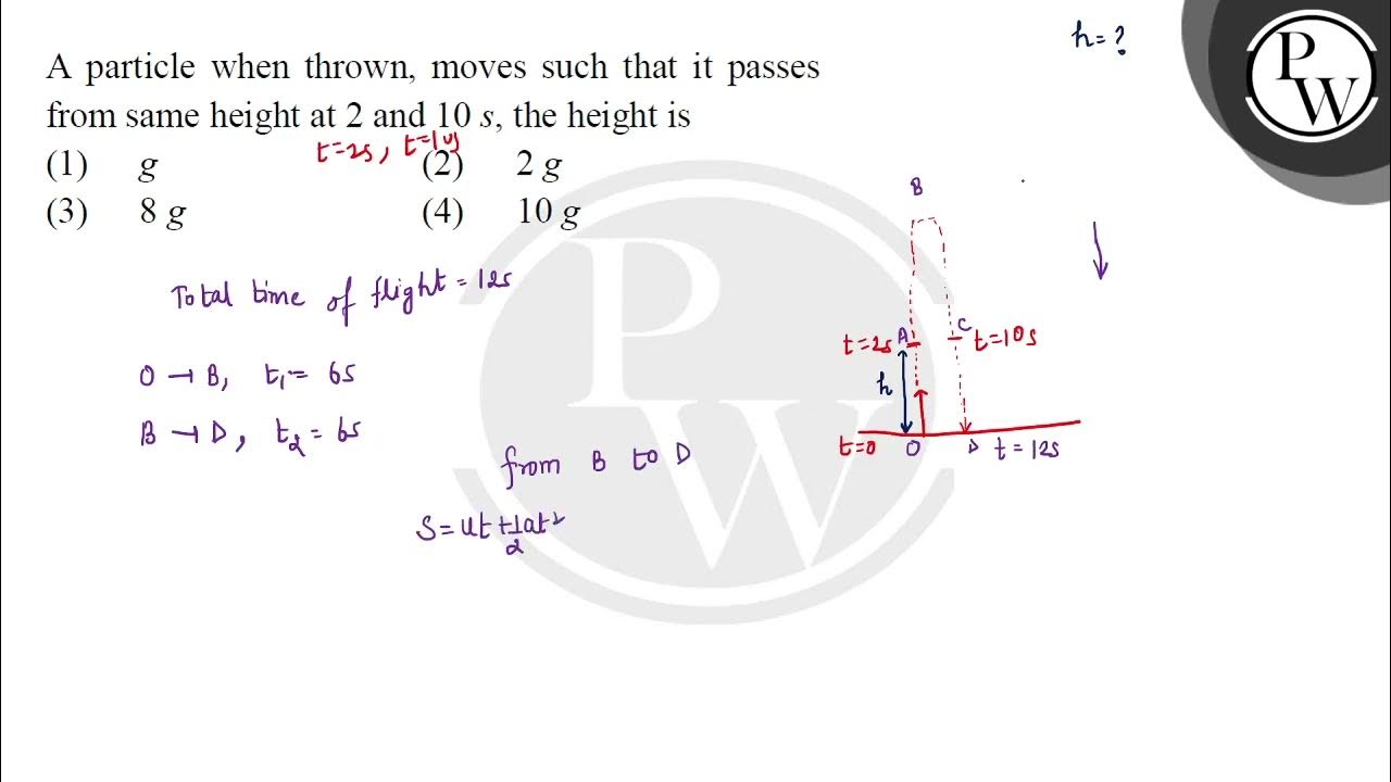 A particle when thrown, moves such that it passes from same height at 2 and \( 10 \mathrm{~s ...