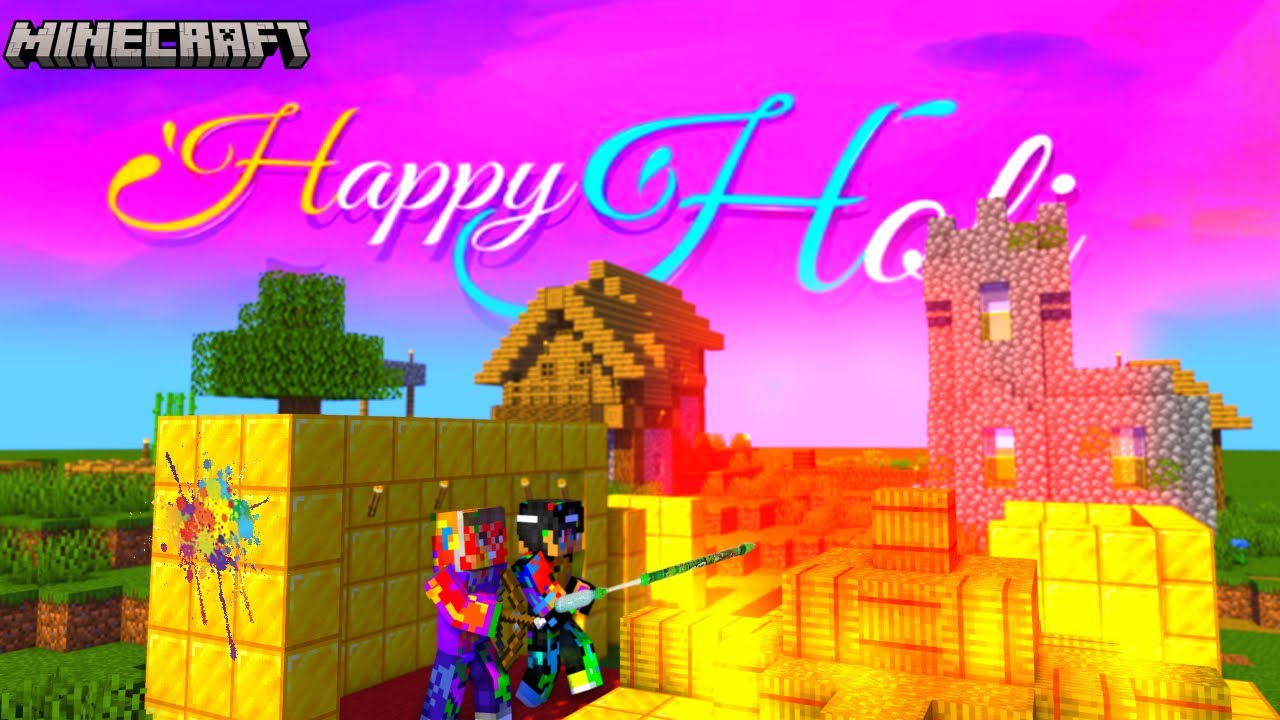 CELEBRATING HOLI IN MINECRAFT - YouTube