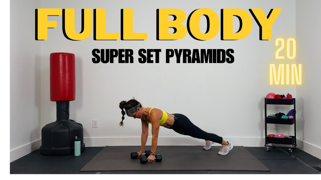 22 MIN FULL BODY DUMBBELL WORKOUT: Advanced superset pyramids - YouTube