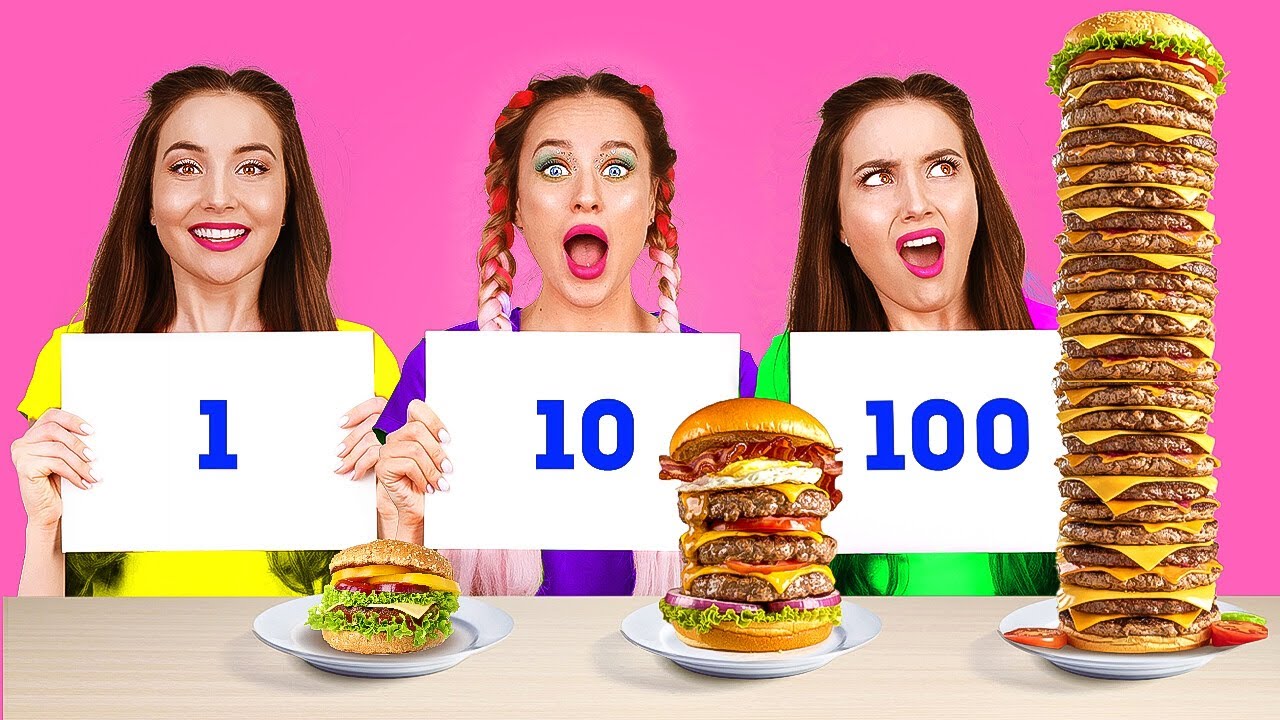 100 Layers Food Challenge. Tine VS Giant food by by Laugh Lagoon, 123 ...