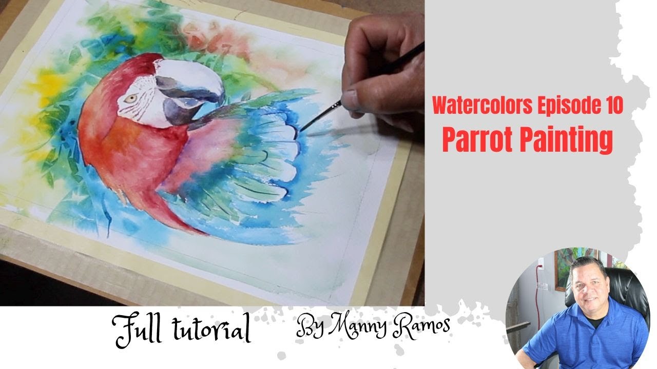 Watercolors: episode 10--Macaw (parrot) painting - YouTube