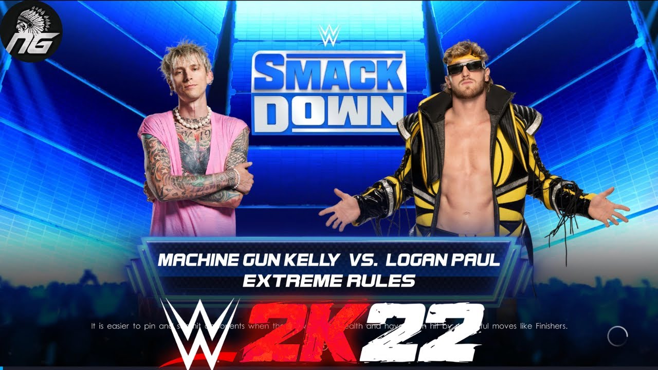 Machine Gun Kelly vs Logan Paul WWE 2K22 Gameplay (FULL MATCH) 4K 60FPS ...