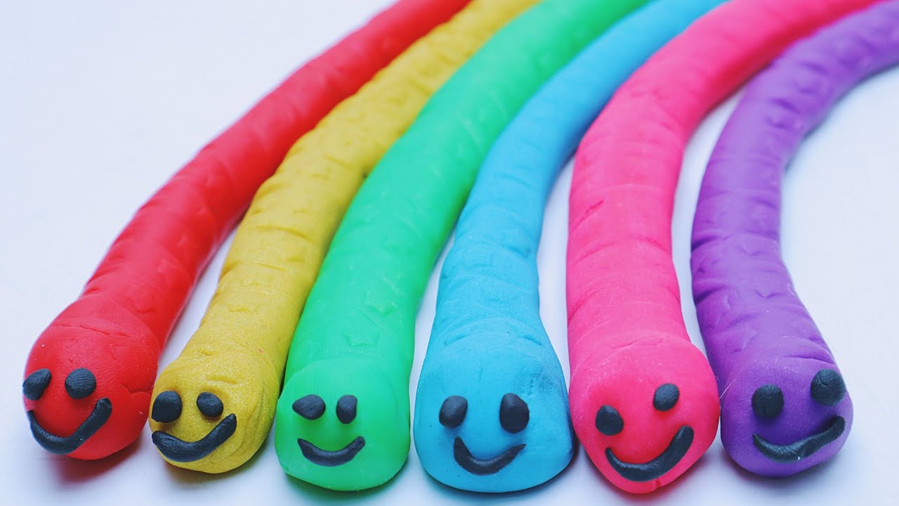 Satisfying Video l How To Make Rainbow Eel with Play Doh Cutting ASMR ...