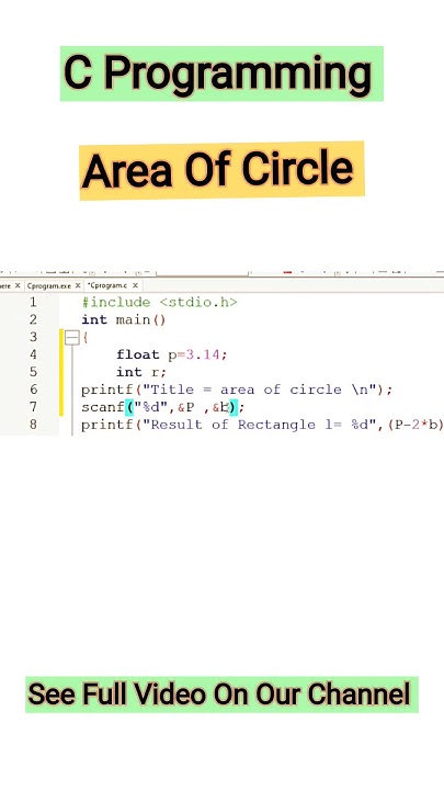 C Programming : Area Of Circle - YouTube