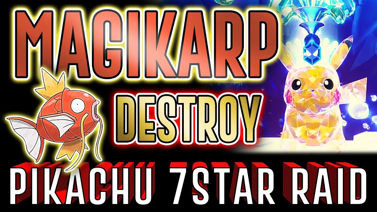 MAGIKARP destroy PIKACHU 7 star tera raid (4 players fun strat ...