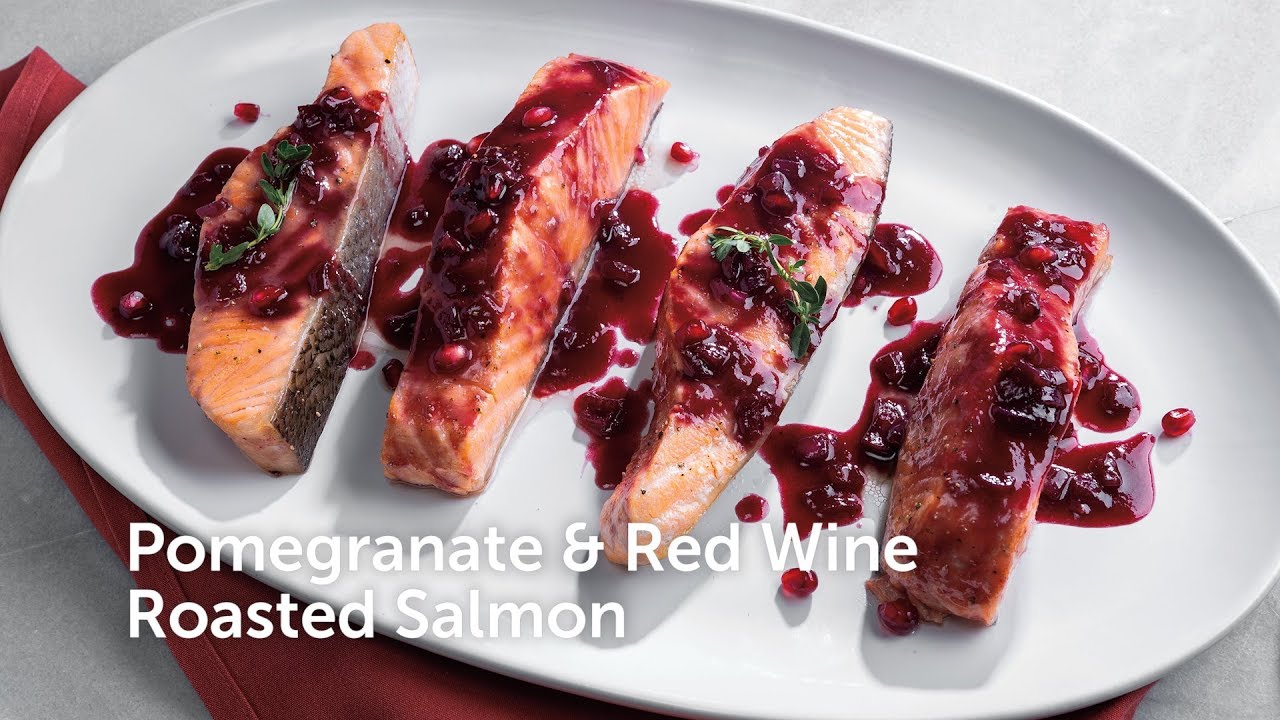 Pomegranate & Red Wine Roasted Salmon - YouTube
