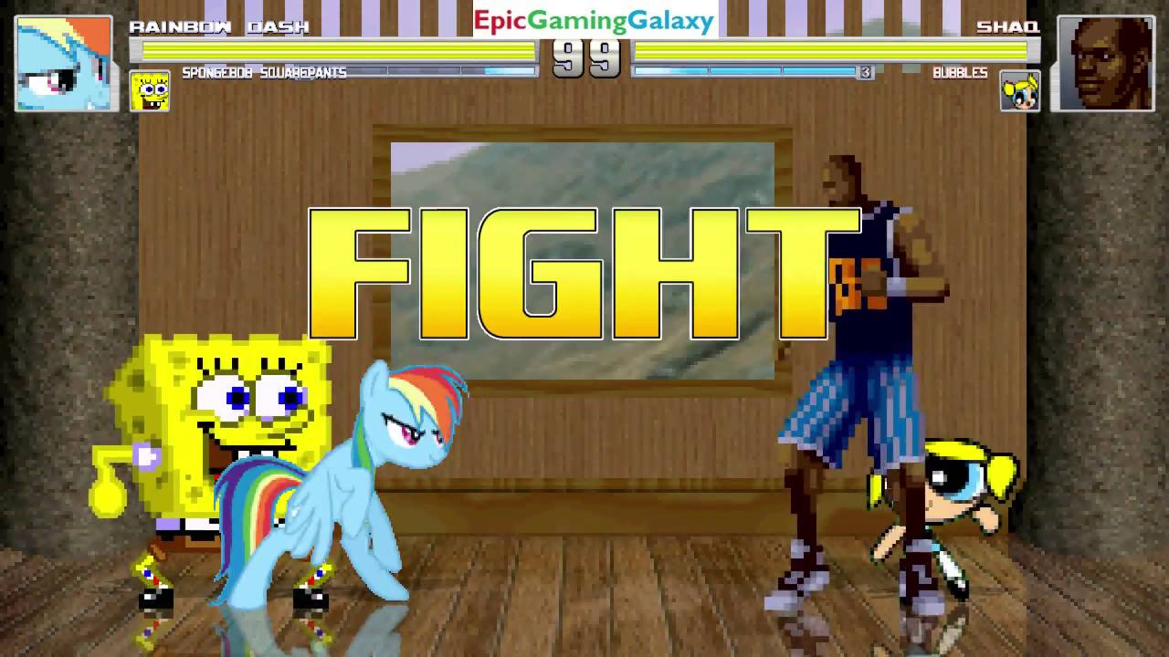 SpongeBob SquarePants & Rainbow Dash VS Shaq & Bubbles The Powerpuff ...