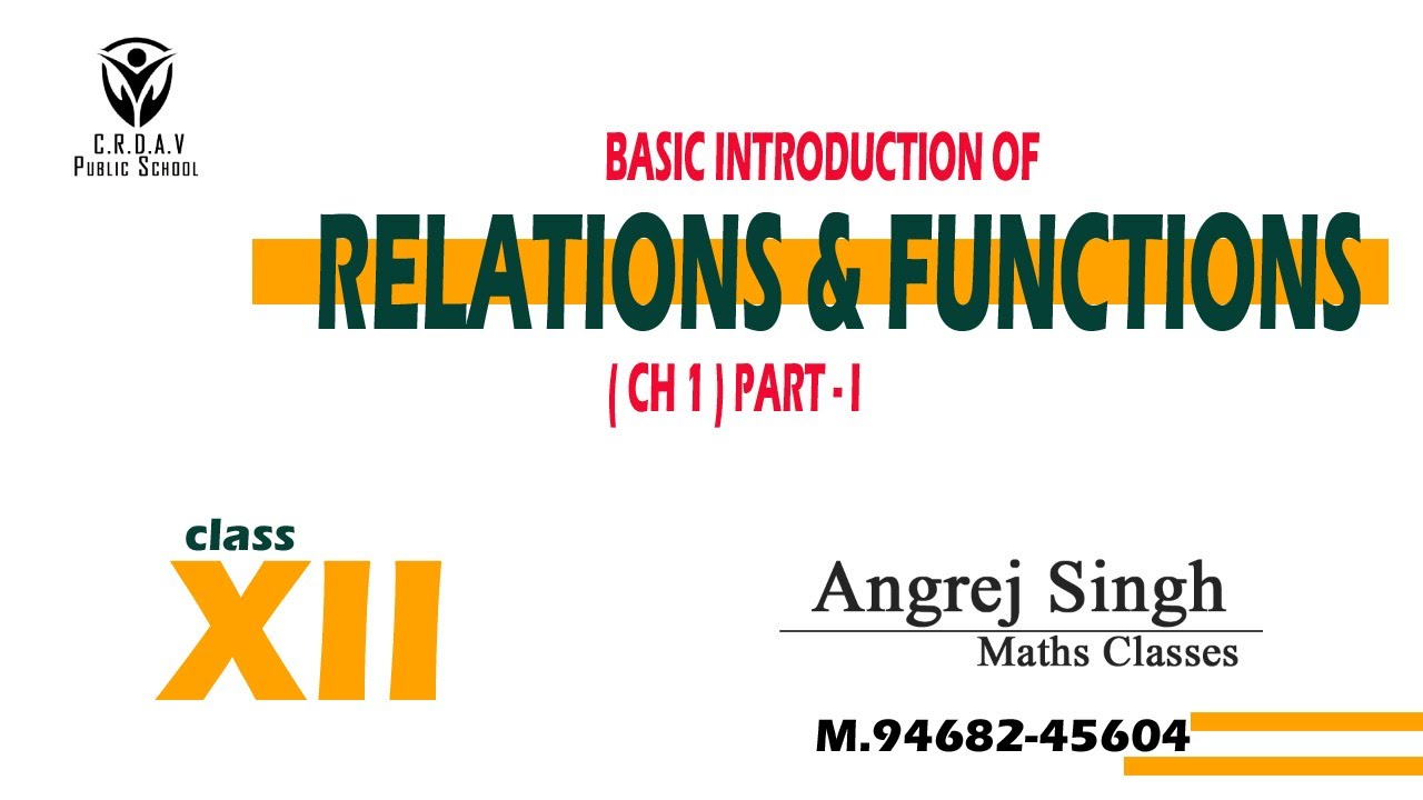 12th || Relation & Function || Basic Introduction of Relation || - YouTube