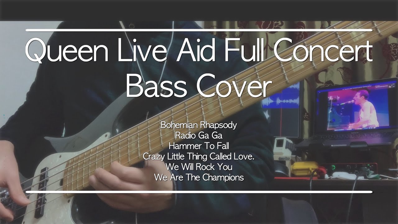 Queen - Live Aid Full Concert (1985) - bass Cover / - YouTube