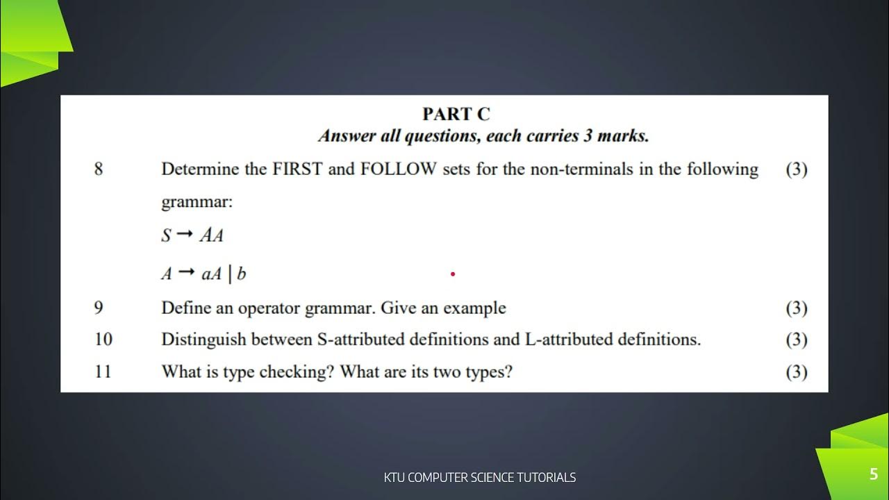 KTU CS 304-University Questions Review- Compiler Design - July 2021 ...