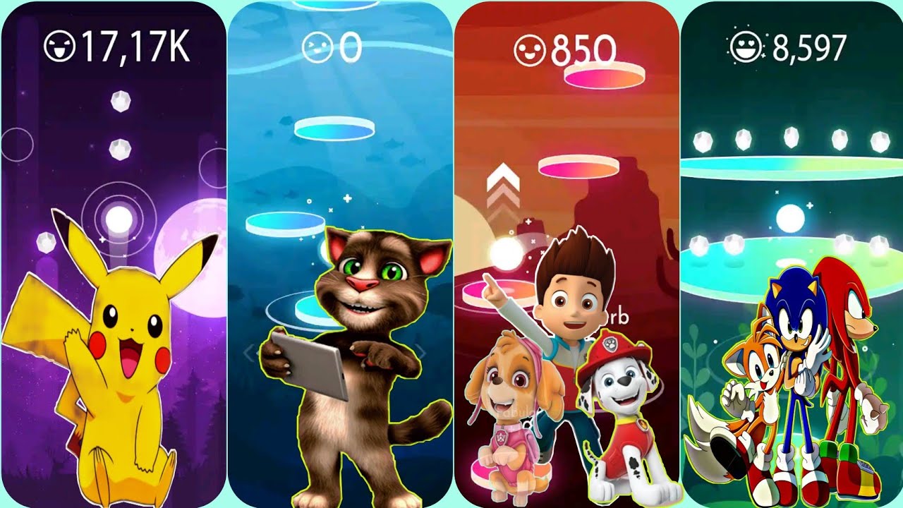 Pikachu- Talking Tom- Paw petrol Team- Sonic team- Edm Rush by ...