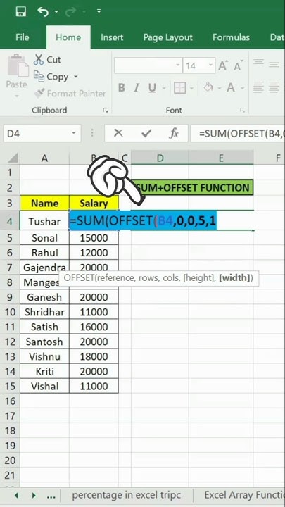 OFFSET Function in Excel | Dynamic OFFSET formula in Excel | Offset in Excel #offset #offset365 ...